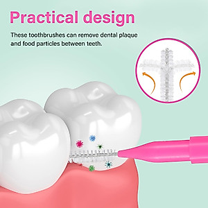 Healeved 100PCS Braces Brushes Interdental Brushes Braces Flossers Braces Brush for Cleaner Toothpick Dental Flossing Head Oral Flosser Dental Picks for Teeth Cleaning(5colors)