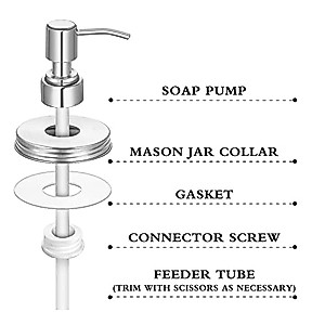 kuangMEIX Mason Jar Bathroom Accessories Lids Set(4Pcs),Jars Not Included Foaming Soap Dispenser & 2 Apothecary Jars & Toothbrush Holder for Regular Mouth Rustic Farmhouse Decor Bathroom Countertop