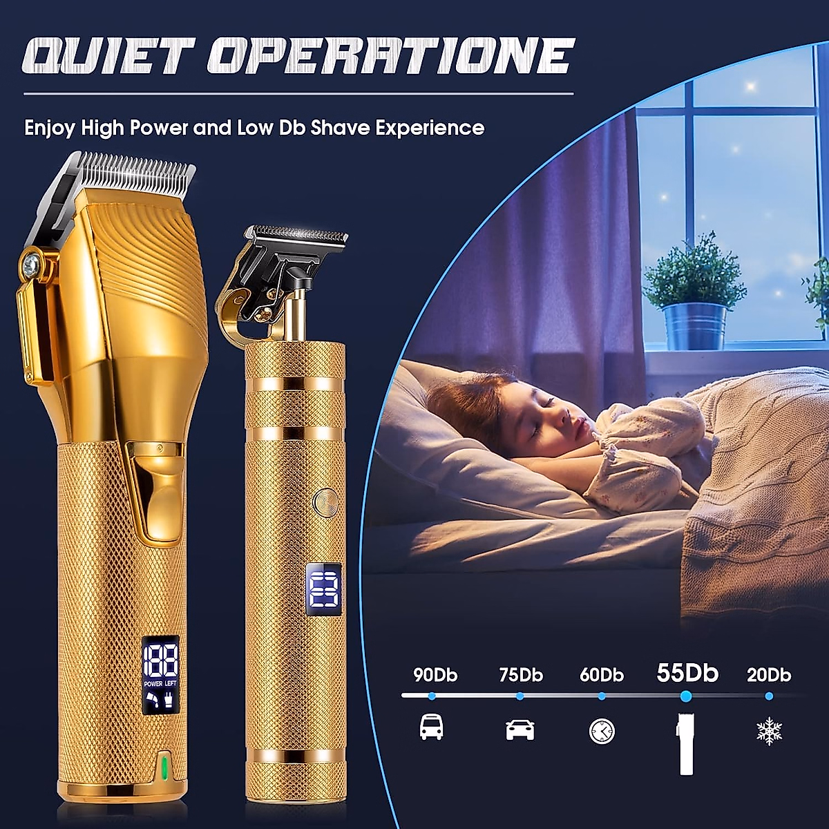 Hair Clippers for Men, Professional Hair Trimmer Barber Set Cordless Beard Trimmer Haircut Grooming Kit Gift for Men/Women/Kids/Pet (Gold)