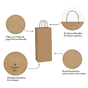 BagDream Kraft Paper Bags 5.25x3.25x13 Inches 50Pcs Wine Bags Paper Gift Bags Kraft Bags Retail Bags Brown Paper Wine Bags with Handles Bulk