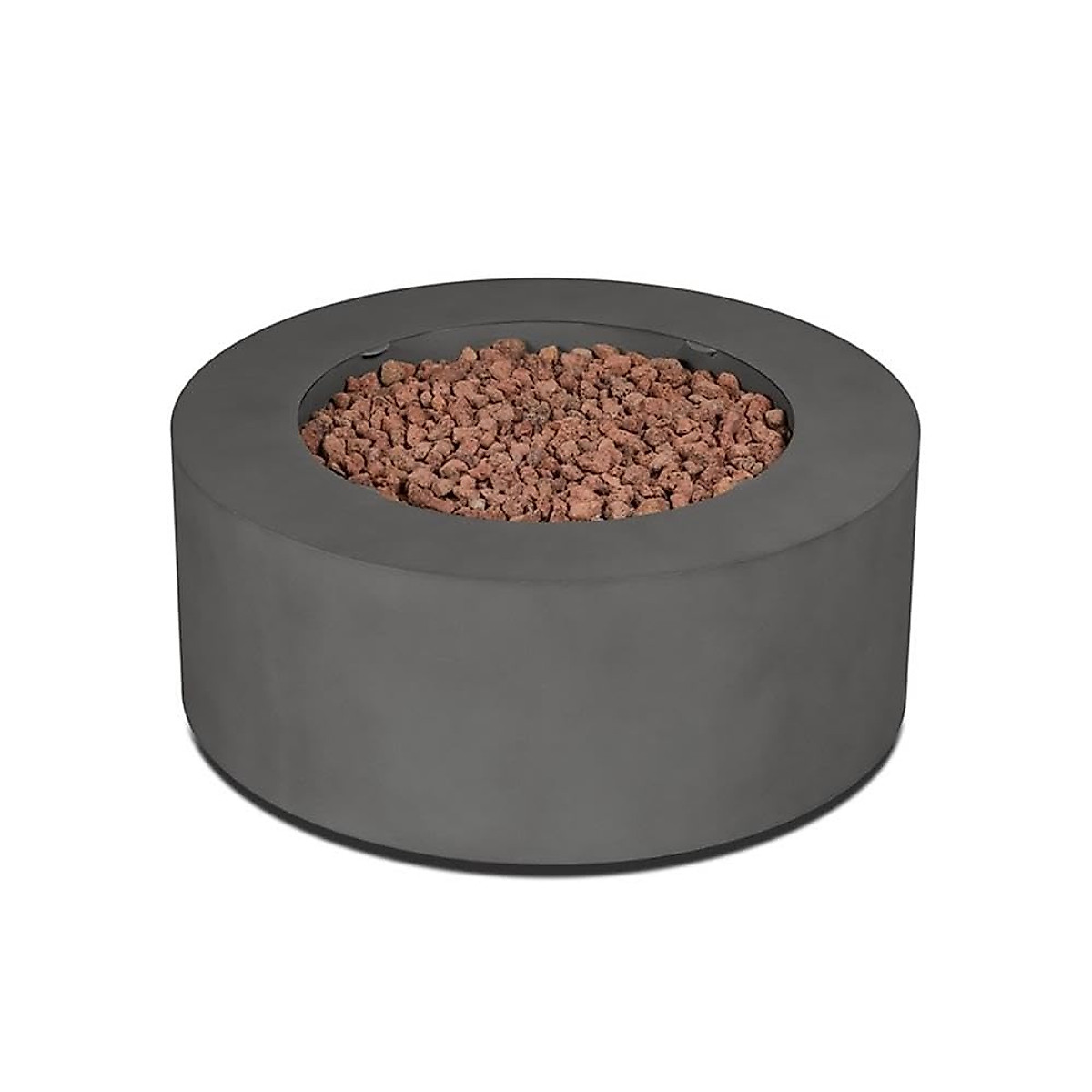 Real Flame Aegean Round Propane Fire Table for Outdoors in Weathered Slate with Natural Gas Conversion Kit, Lid and Storage Cover - Durable Gray Fire Pit