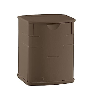 Rubbermaid Mini Resin Weather Resistant Outdoor Deck Box, 16" w x 14" d x 21" h, Mocha, Storage for Garden/Pool Accessories/Cushions, Indoor/Outdoor Home Organization Bin