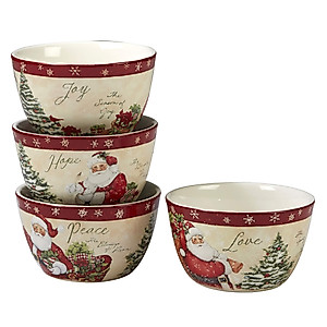 Certified International 22822SET4 Holiday Wishes 5.25" Ice Cream Bowl, Set of 4 Assorted Designs, One Size, Mulicolored