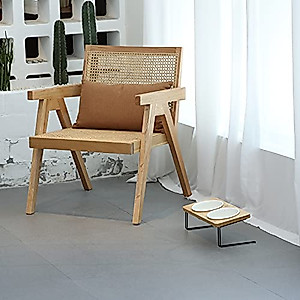 FUKUMARU Elevated Cat Ceramic Bowls, Small Dog 15° Tilted Raised Food Feeding Dishes, Solid Bamboo Water Stand Feeder Set for Cats and Puppy