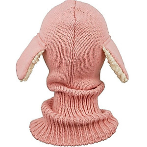 Baby Girls Boys Winter Hat Scarf Earflap Hood Scarves Caps (Pink)