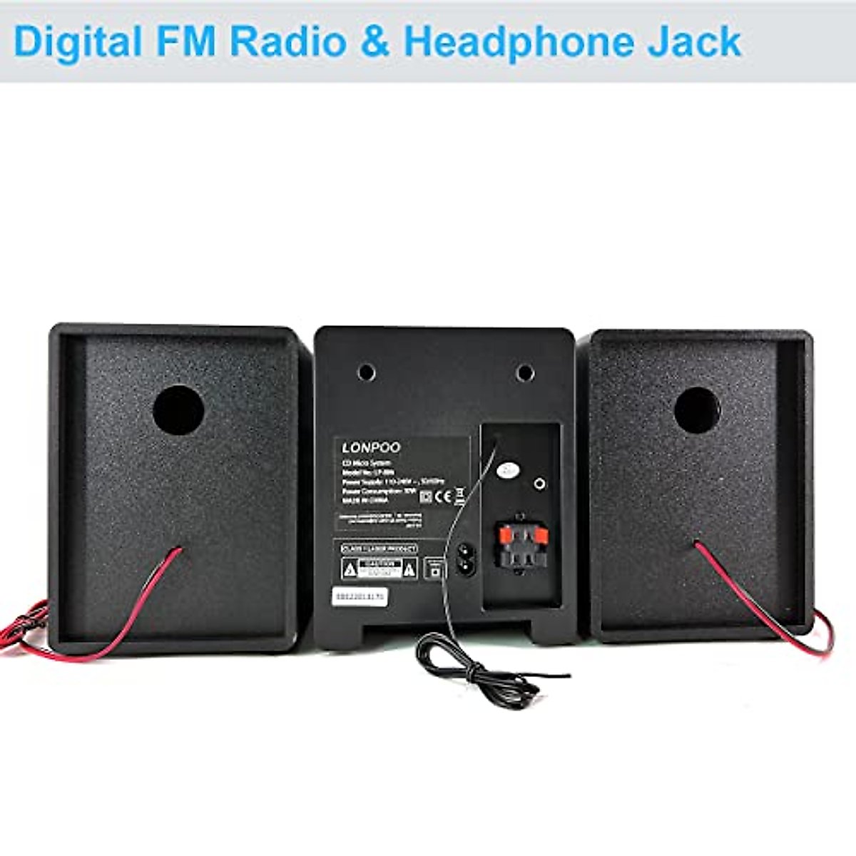 LONPOO Compact Top Loading CD Player Stereo Shelf System, Bluetooth CD Player Home Music System 30W, Digital FM Stereo Radio (NO AM) with Speakers, Headphone Jack丨AUX-IN丨USB Input丨Remote Control