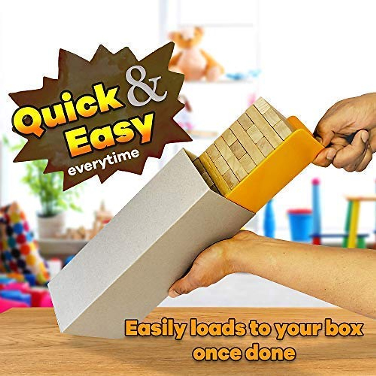 Hogar Wood Block Tower Stacking Tray Game Accessory Ages 6 to Adult - Compatible with Tipsy Tower, Lewo, WE Games and More