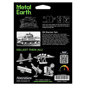 Metal Earth Sherman Tank 3D Metal Model Kit Bundle with Tweezers Fascinations