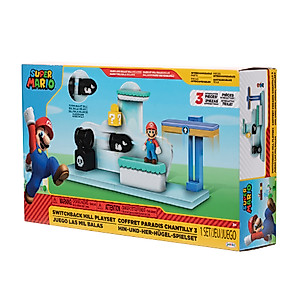 Super Mario Nintendo 2.5" Action Figure Switchback Hill Playset with 3 Interactive Interchangeable Pieces