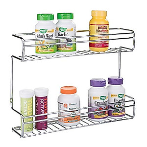 InterDesign Classico 2-Shelf Wall Mount Spice Organizer Rack for Kitchen Storage - Chrome