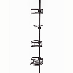 Utopia Alley Rust-Resistant Tension Pole Shower Caddy, 3 Shelves (Oil Rubbed Bronze)