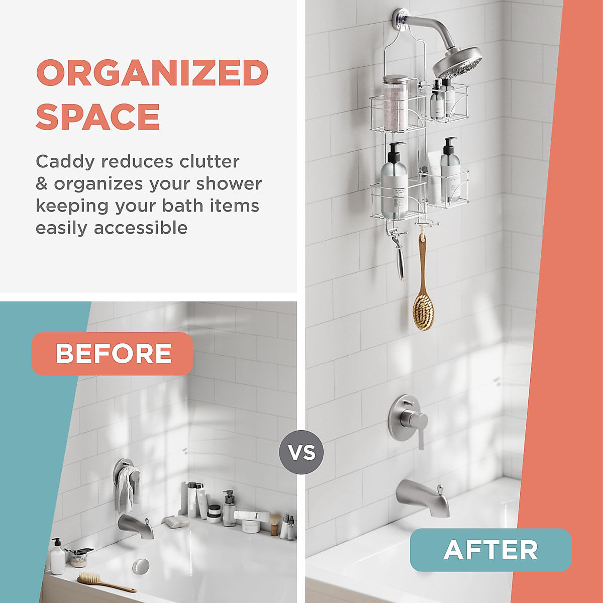 Zenna Home, Chrome Expandable Over-The-Shower Caddy