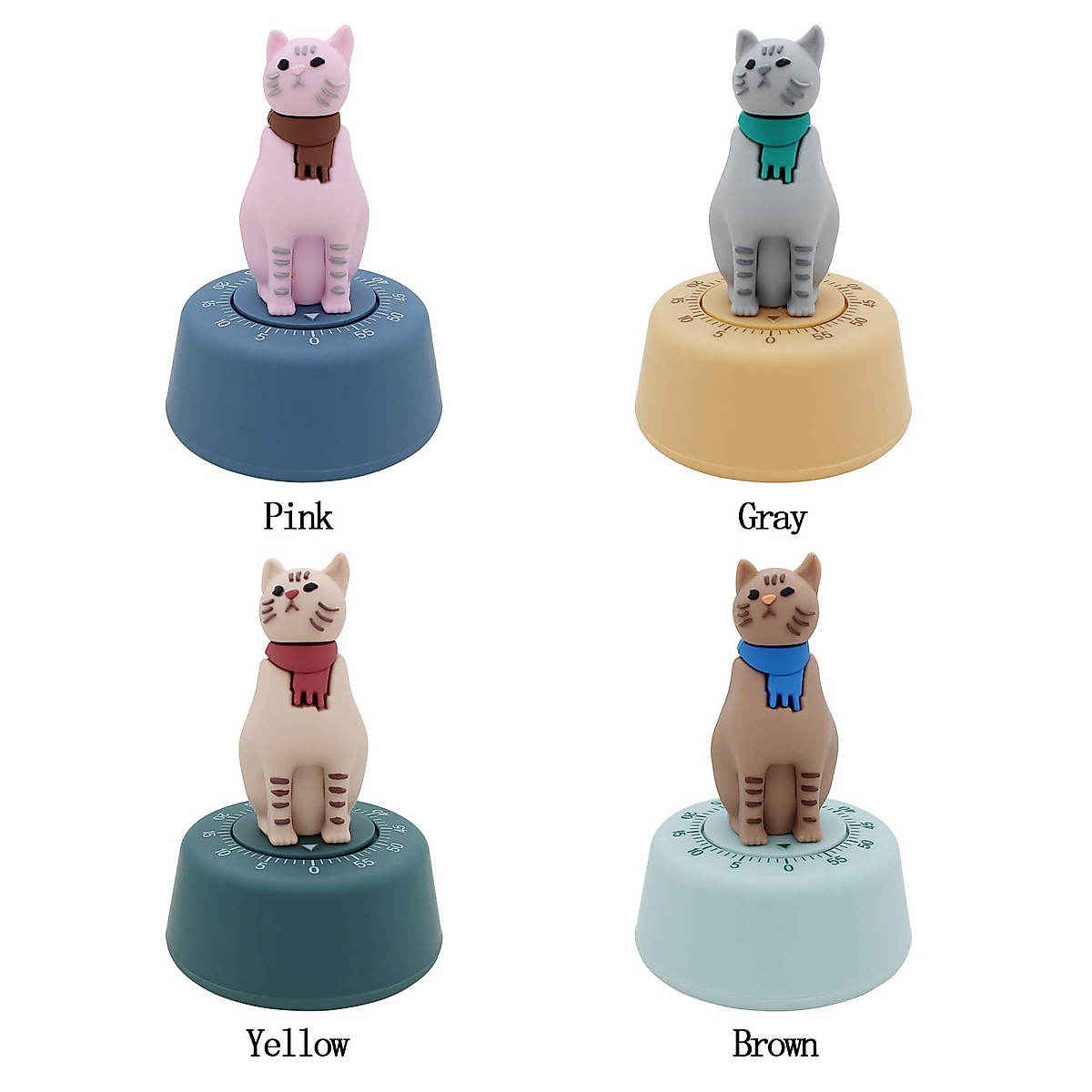 Ranvi Timer Cat Shaped Time Manager Mechanical Kitchen Timer, Suitable for Kitchen, Learning, Daily(Gray)