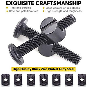 Mardatt M6 x 35mm 50PCS Black Zinc Plated Hex Socket Head Furniture Screws Bolts and Barrel Nuts for Furniture