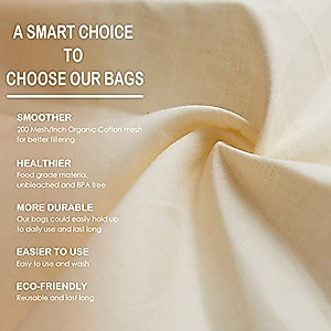 6 PCS 12"x12" Nut Milk Bags - 100% Unbleached Cotton Cheesecloth, Reusable Food Strainer Colander For Straining Almond/Oat Milk, Celery Juice, Cold Brew Coffee, Yogurt and Cheese Making