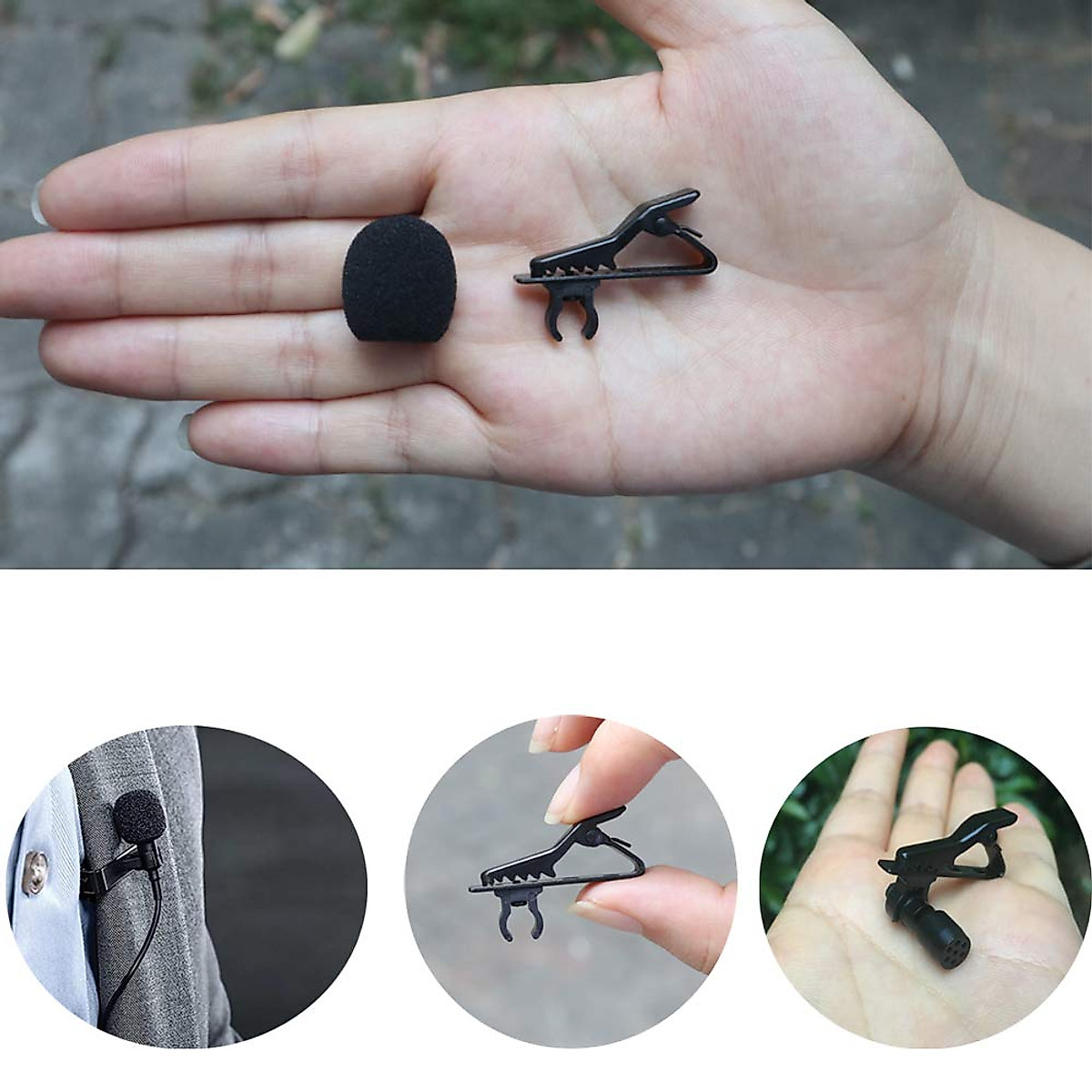 BAISDY 8Pack Mini Size Microphone Windscreen Foam Mic Cover for Lavalier Lapel Microphone with Lapel Clips