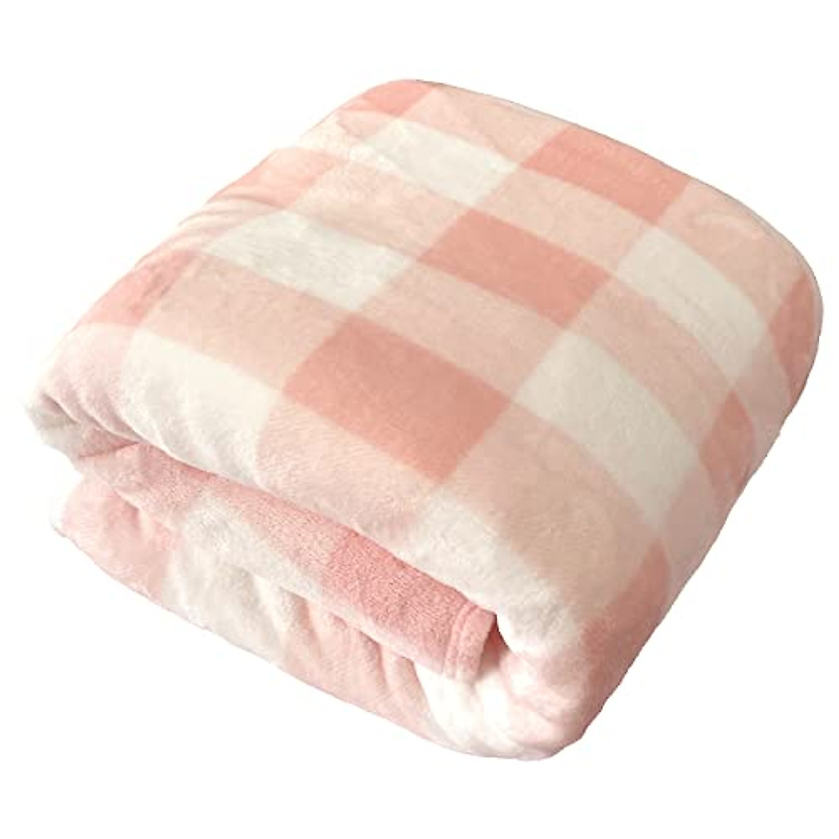 iMaylex Soft Flannel Fleece Tartan Blanket, Buffalo Plaid Pattern Blanket for Bed Couch Sofa, Cozy Lightweight Double Layer Fleece, 27x39 inch (70x100 cm), Pink and White