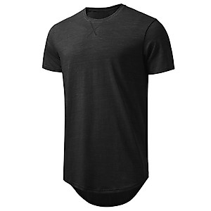 LETAOTAO Tall Mens Workout Shirts Hipster Slim Fit T-Shirts Longline Drop Cut Gym Muscle Tee
