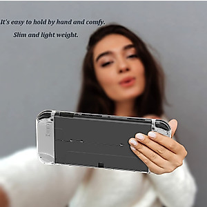 Clear Case for Nintendo Switch OLED, 3 in 1 Dockable Protective Case for Switch OLED and Joy-Con Controller Shock-Absorption and Anti-Scratch Design (Clear)