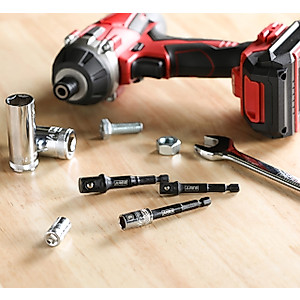 ARES 70382-6-Piece 3-Inch and 6-Inch Impact Grade Socket Adapter Set - Turns Impact Drill Driver into High Speed Socket Driver - 1/4-Inch, 3/8-Inch, and 1/2-Inch Drive Sizes