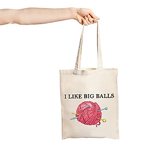 JXGZSO Crochet supplies Bag Knitting Project Bag I Like Big Balls Make Up Bag Funny Knitting Gift For Knitter (i like big balls shopping)