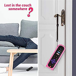 Bedycoon Pink Silicone Protective Soft Cases Covers with Wrist Strap and Remote Holder with Adhesive for RC280 TCL Roku TV Remote Control Cat Ear Shape Design Cute