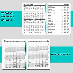 Weekly Appointment Book & Planner 2023-2024 - Daily Hourly Planner 2023-2024, 8" x 10", July 2023 - June 2024, 30-Minute Interval, Lay - Flat, Round Corner, Twin-Wire Binding, Thick Paper - Teal Green