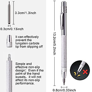 OIIKI 2 Sets Tungsten Carbide Scribers with Magnet, 2pcs Engraving Pens with 2pcs Replacement Marking Tips, Etching Scribner Marking Tools for Tiled Glass Ceramics