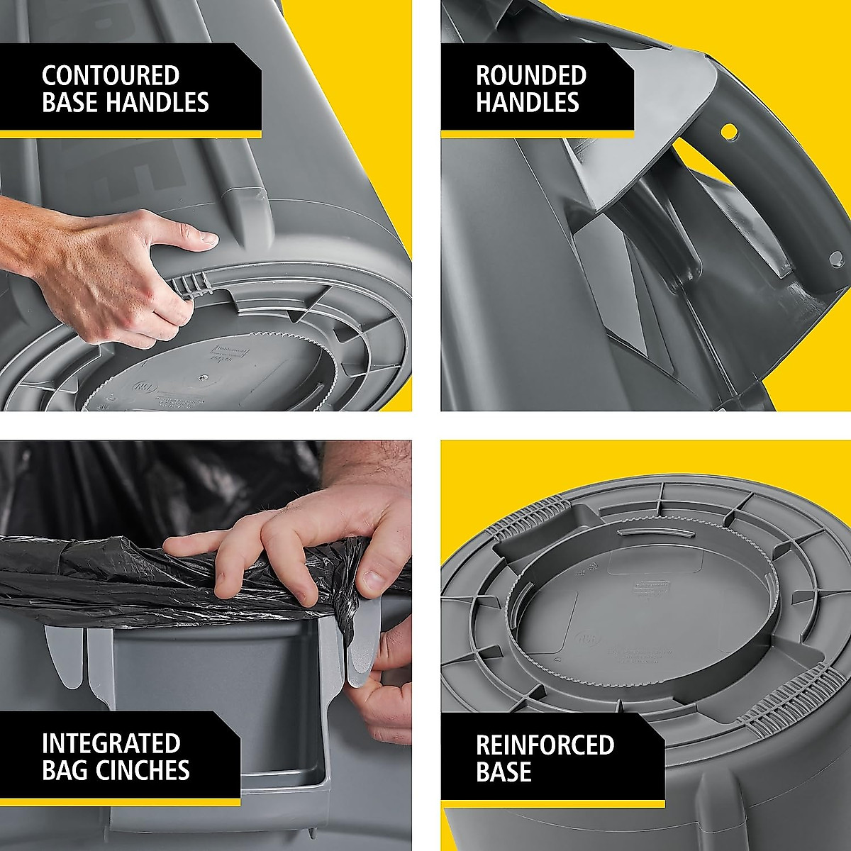 Rubbermaid Commercial 265500Gy Round Brute Container Plastic 55 Gal Gray