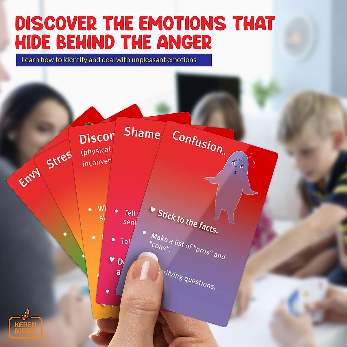 Behind The Anger Card Game for Families, Therapy Games for Kids - Anger Management Toys for Kids - Card Game for Teens - Develop Social Emotional Coping Skills - Anger Control and Counseling Tool
