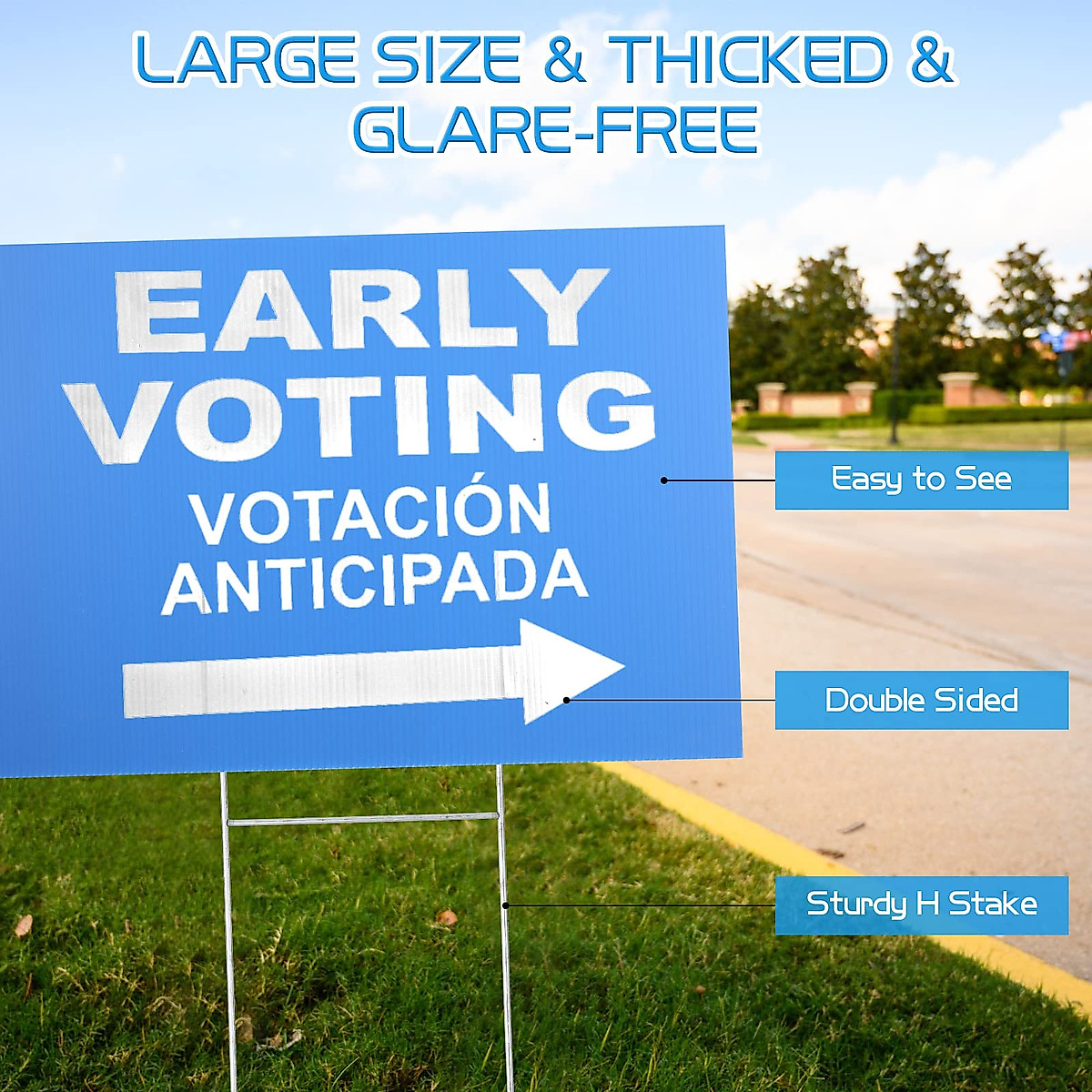 20 Pack Large Size Blank Yard Signs with Stakes 16.5 x 12.6 Inch Blue Corrugated Plastic Sheet Real Estate Garage Sale Signs with Stakes Open House for Rent Sign with Stand for Lawn Party Decorations