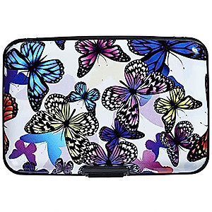 Kaabao Aluminum Wallet RFID Blocking Slim Metal Business ID Credit Card Holder Hard Case (Butterflies)