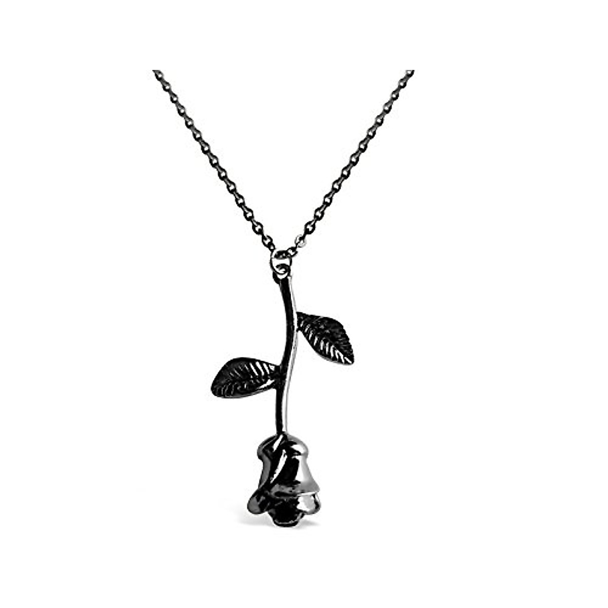 3D Rose Necklace, Romantic Rose Gifts For Women, Flower Pendant Necklace, Beauty And The Beast Jewelry, Rose Jewelry, Rose Pendant Necklace (Carbon Black Tone)