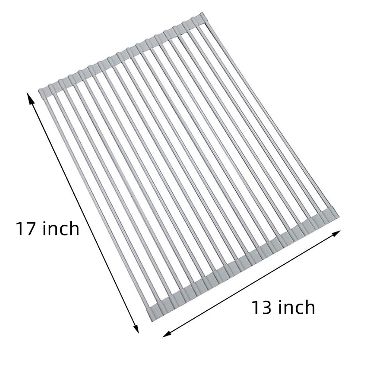 Roll Up Dish Drying Rack（17 x 13 inches） Multipurpose Roll-Up Dish Drying Rack , Non-Slip, Heat Resistant，Gray
