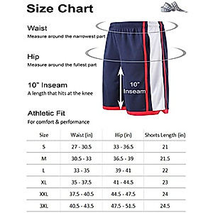 Pack of 5 Men's Athletic Basketball Shorts Mesh Quick Dry Activewear with Pockets (Set 3, Large)