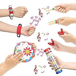 Kids Musical Instruments Toys Set: Baby Music Toys Montessori Percussion for Toddlers - Preschool Educational Musical Toys Set for Boys and Girls with Storage Bag (Red)