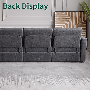 ISHUHL Modular Sectional Sofa with Storage, U Shaped Sectional Sofa with Chaise & Ottomans, Convertible 6 Seat Couch for Living Room with High Supportive Waist Pillow and Cup Holder