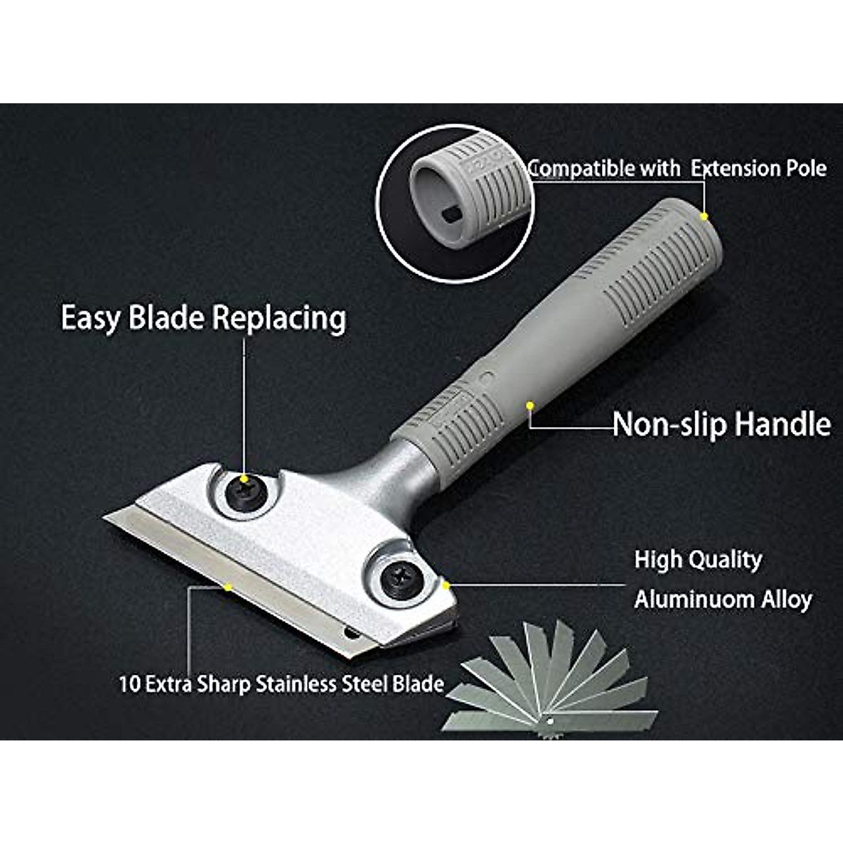 LDS Industry Glass Scraper, Stove Cleaner, Extendable Razor Blade Sticker/paint Scraper Remover for Window Tile Glass Windshield Tile Granite Wall Cleaning Hand Tool, Gum Cleaning, SCRP-U