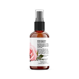 Premium Organic Moroccan Rose Water - 4oz Glass Bottle - Imported From Morocco - 100% Pure (Food Grade) Perfect for Reviving, Hydrating and Rejuvenating Your Face and Neck - By Sweet Essentials