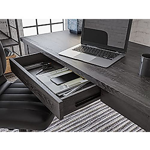 Signature Design by Ashley Freedan Rustic Farmhouse Home Office Desk, Dark Gray
