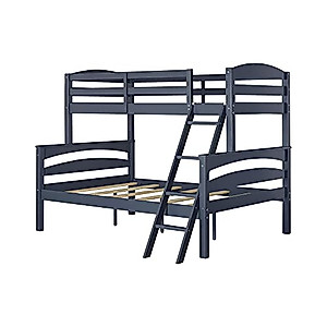 DHP Brady Solid Wood Bunk Beds with Ladder and Guard Rail, Twin Over Full, Graphite