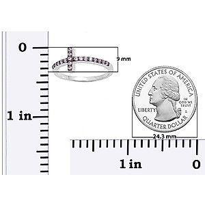 CloseoutWarehouse Cubic Zirconia Christian Sideway Cross Ring Sterling Silver Size 10