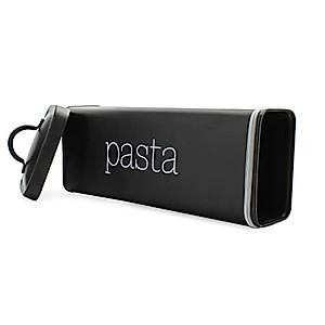 AuldHome Black Spaghetti Canister, Black Enamelware Contemporary Tall Pasta Storage Container
