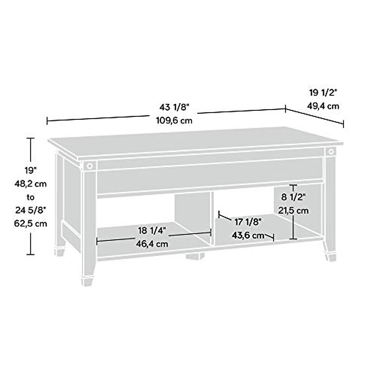 Sauder Carson Forge Lift-Top Coffee Table, Washington Cherry finish