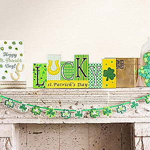 Reversible Valentine's Day/St. Patrick’s Day Decorations Wooden Sign, Double-Sided Valentines & St. Patrick’s Day Theme Farmhouse Table Centerpiece Decor Indoor for Home Mantle Shelf Tiered Tray Decor