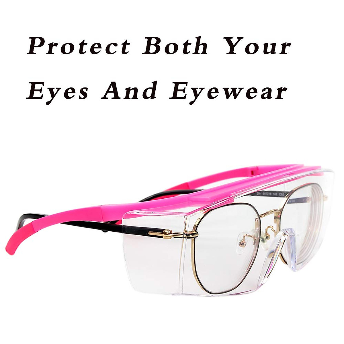 BHTOP Safety Glasses Protective Eye Wear L010 Clear Lens Anti-Fog Goggles Over-Spec Glasses in Pink