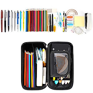 RAGZAN Big Capacity Pencil Case, Oxford Cloth Pencil Bag Storage Pouch Pen Pencil Marker Stationery Bag Holder for Middle College and Office, Idea Gift for Back to College Season - Blue