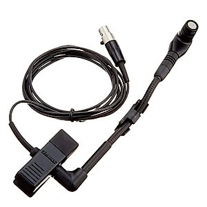 Shure WB98H/C Cardioid TQG Clip-on Gooseneck Microphone, Clamps onto Bell of Wind Instrument or Rim of Percussion Instruments - Black (Wireless Bodypack Transmitter Sold Separately)
