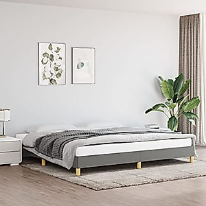 vidaXL Bed Frame Home Indoor Bed Accessory Bedroom Upholstered Wooden Double Bed Base Frame Furniture Dark Gray 76"x79.9" King Fabric