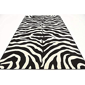 Unique Loom Wildlife Collection Animal Inspired with Zebra Design Area Rug, 6 x 9 ft, Black/Ivory